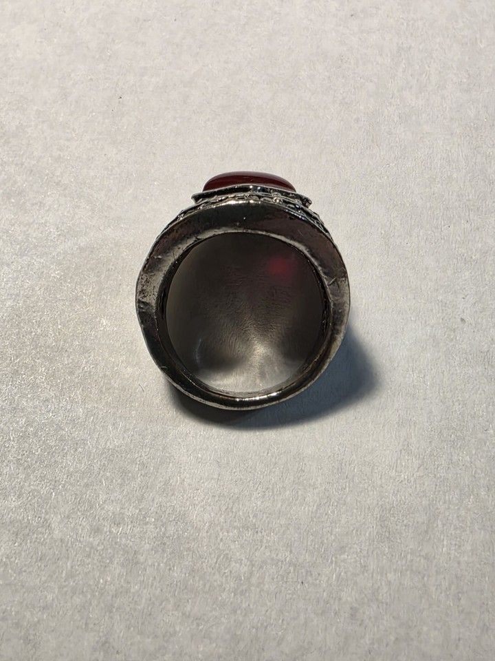 Marcasite Silver Plated Maroon Pentagon Gem Ring Size 5 | eBay