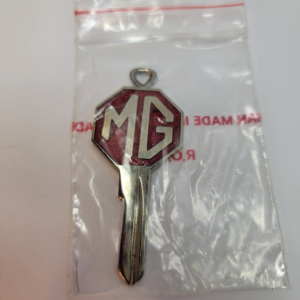 Vintage MG Key Blank FP Type Red Octagon Logo Classic British Car NOS ...