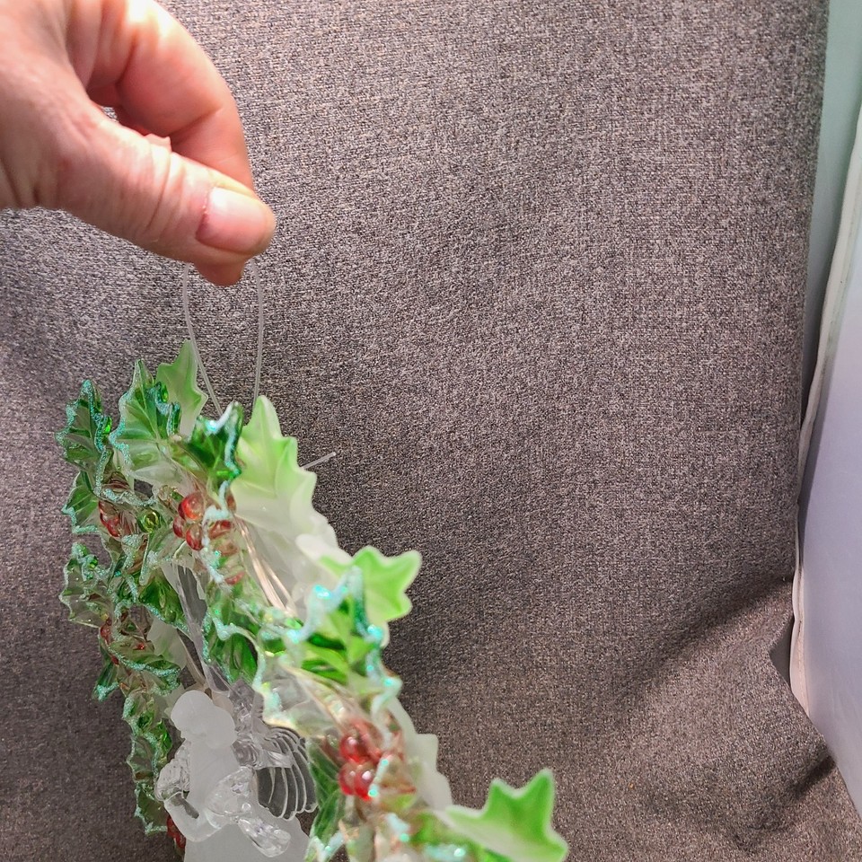 Luminous Angel Acrylic Wreath Green & Clear Lights Up Christmas Works ...