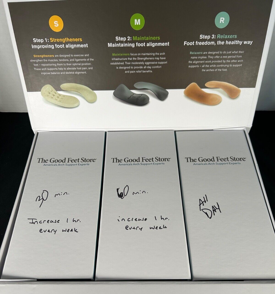 THE GOOD FEET STORE 3 STEP SYSTEM STRENGTH W456, MAINTAIN 4|357, RELAX ...