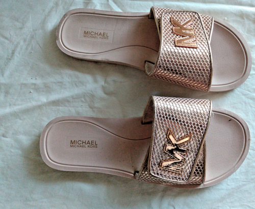 MK Michael Kors Gold Flat GLAM Sandals app Sz 8 | eBay