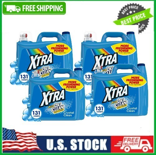 4 Pack Xtra Plus OxiClean, 131 Loads Liquid Laundry Detergent, 203.1 fl ...