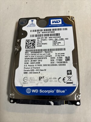Western Digital 500GB WD5000BPVT Blue 2.5” SATA Hard Drive Laptop HDD ...