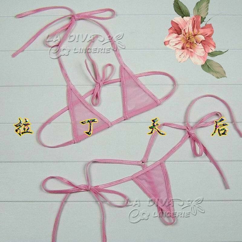 Women's Sexy Mesh Semi Transparent Bikini Girls Brazilian Thong ...