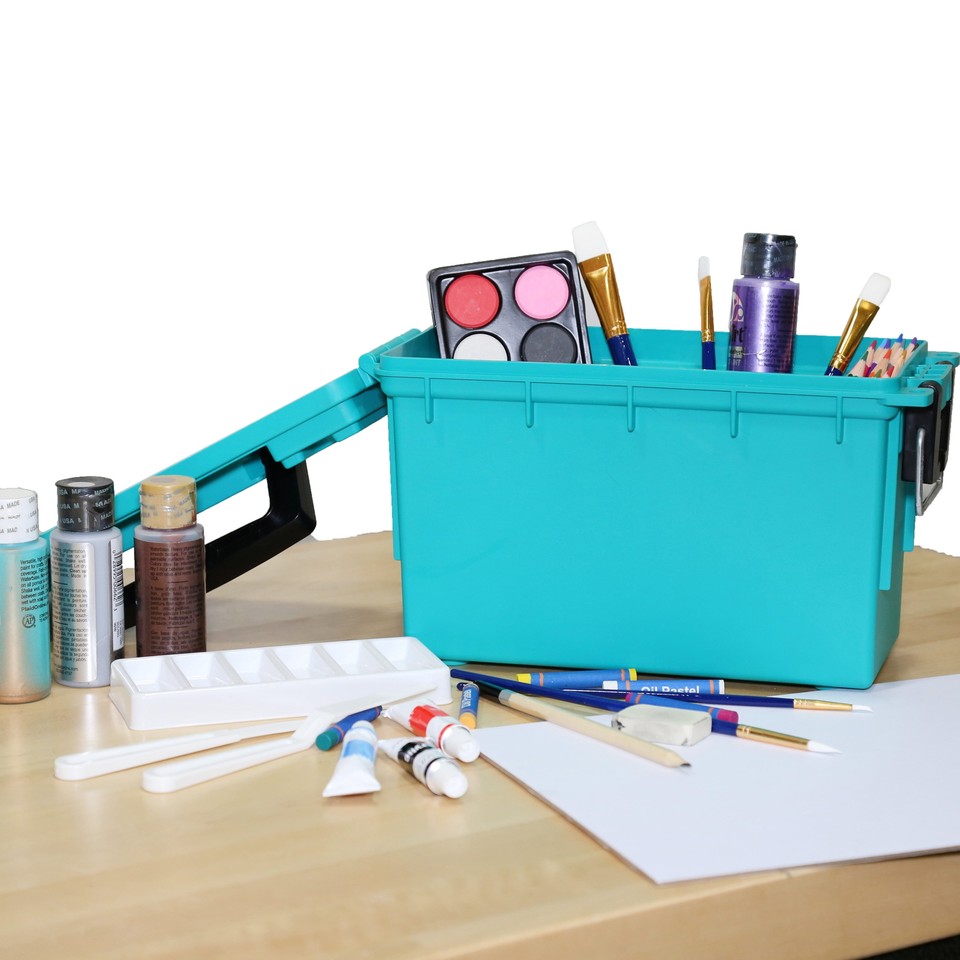 Teal Stackable Craft Storage Box with Locking Functions | eBay