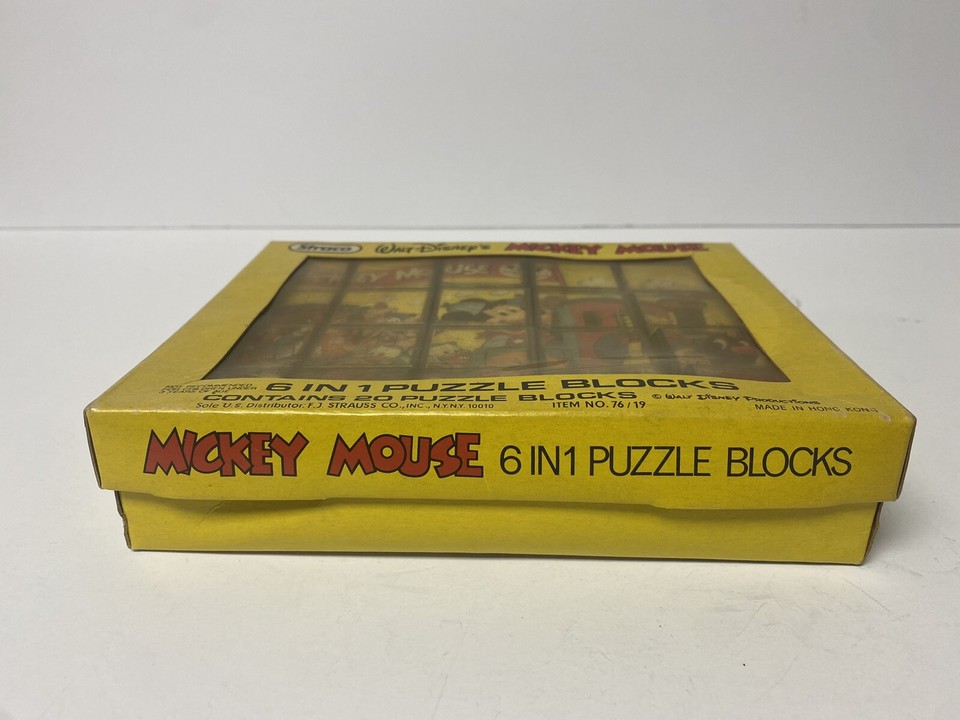 VTG Vintage WALT DISNEY Straco MICKEY MOUSE 6in1 Plastic Puzzle Blocks ...