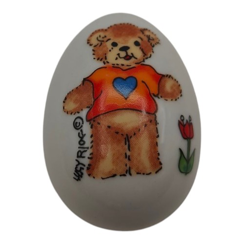 Lucy & Me Lucy Rigg Vintage Egg Trinket Box Bear Orange Shirt w Heart ...
