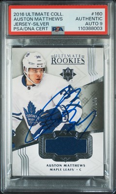 2016 Ultimate AUSTON MATTHEWS Silver Jersey Patch /199 PSA 9 Auto ...