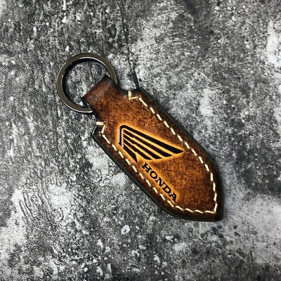 Handmade leather keychain with Honda Wing logo. 1EA | eBay