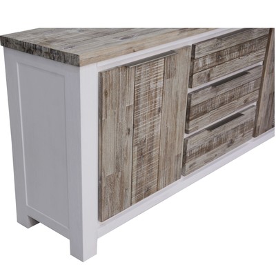 Plumeria Buffet Table 200cm 2 Door 3 Drawer Solid Acacia Timber - White ...