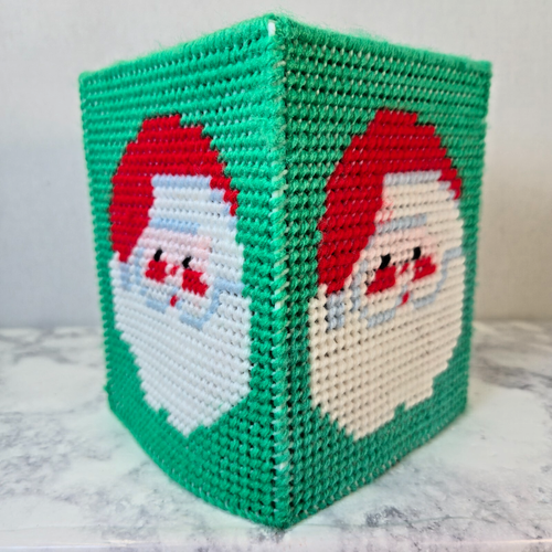Vintage Needlepoint Santa Claus Tissue Box Cover Hand Stitched ...