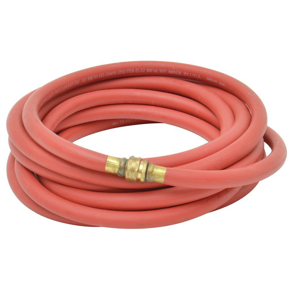 Thaman Rubber Red Rubber Hot Water Hose with Coupling - 1/2"Dia x 25'L ...