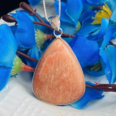 Amazing Peach Amazonite Pendant for Women/Girls, 925 Sterling Silver ...