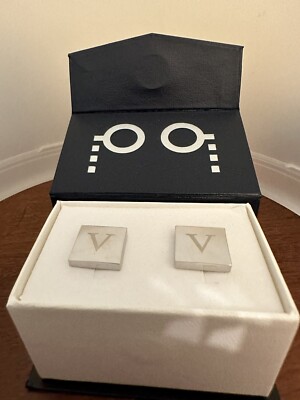 Dual Monocle Silver Tone Monogrammed Initial V Cufflinks New In Box | eBay