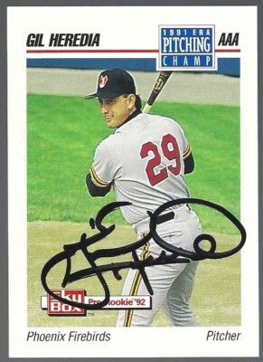 1992 Skybox Pre-Rookie AAA Baseball #294 Gil Heredia IP autograph ...