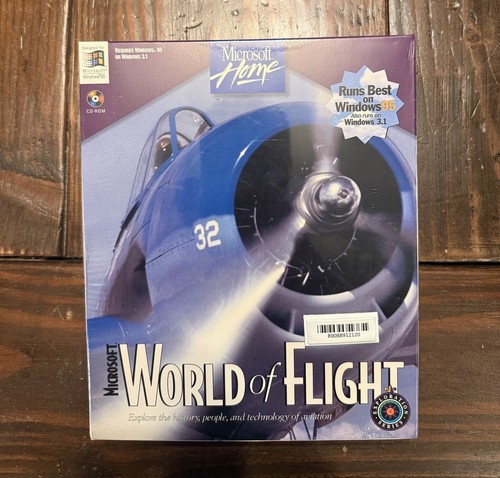 NEW Vintage Microsoft Home WORLD OF FLIGHT CD-ROM SEALED 1995 Win 95 ...