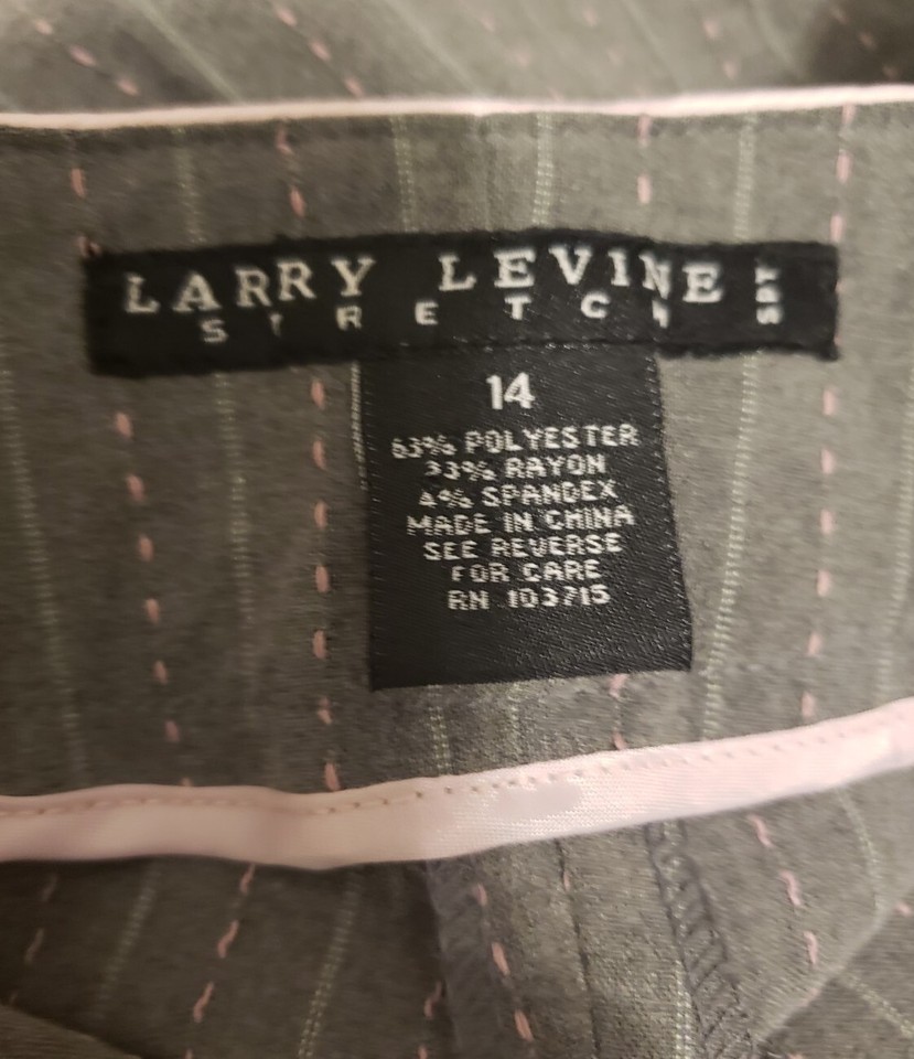 Larry Levine Dress Pants Women Sz 14 Gray Pink Striped Mid Rise Straight Leg | eBay
