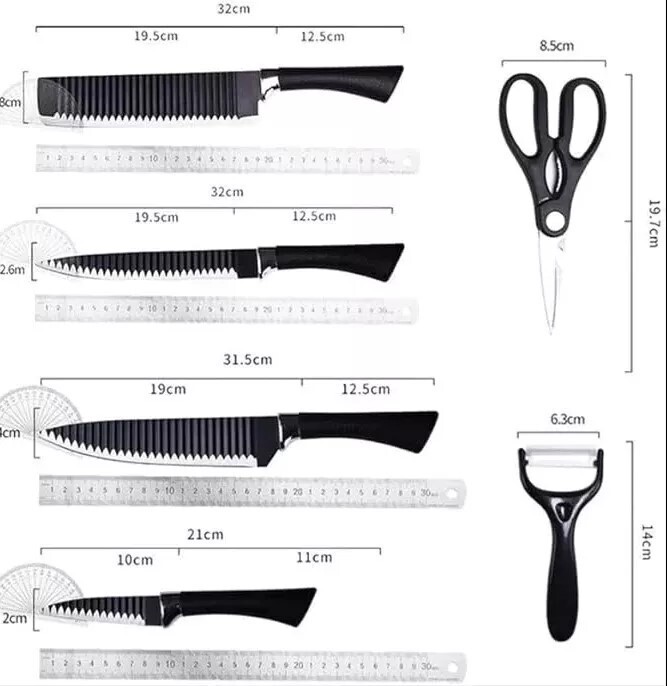 Professional Kitchen Knife Set-High Carbon Forged Stainless Steel 6 ...