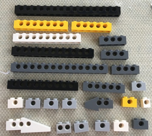 Lego Lot of 25 Technic Beam Bricks Black 1x16 1x14 1x12 1x10 1x8 1x6 ...