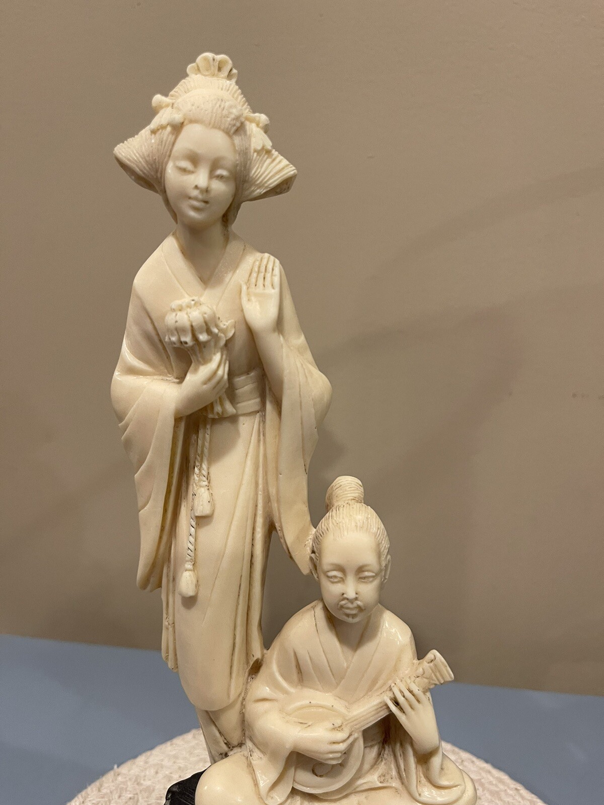Santini Italian Carved Sculpture Geisha Biwa Oriental Figure Japanese ...