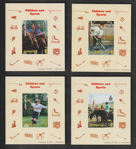 MONGOLIA 2001 gold SPECIMEN overprint 9 Deluxe Mini sheets MNH (2 scans ...