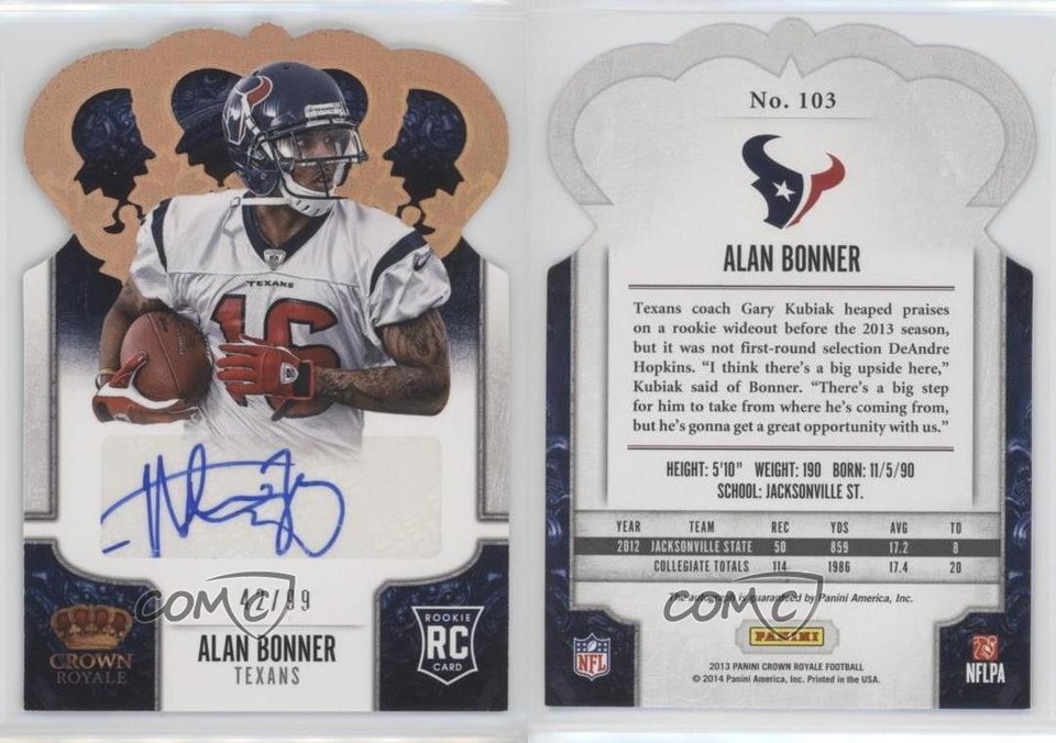 2013 Panini Crown Royale 42/99 Alan Bonner #103 Rookie Auto RC 9l4 | eBay