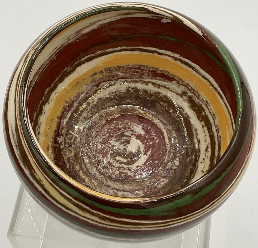 Desert Sands Pottery 2.5” Bowl Yellow Green Black Brown Swirl Evans ...