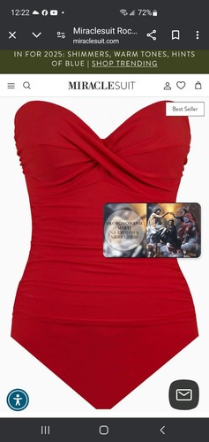 Miraclesuit Madrid Bandeau Underwire One-Piece Swimsuit, Red Size 16 | eBay