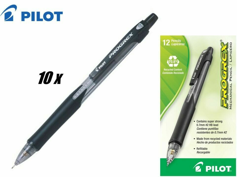 10 x BLACK Pilot BegreeN Progrex Mechanical Pencil 0.7mm H-125C 660174 ...