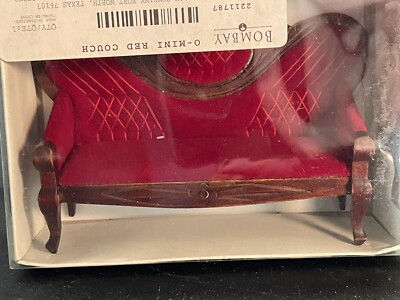 Dollhouse Miniature Furniture Bombay Red Velvet Wood Settee Couch ...