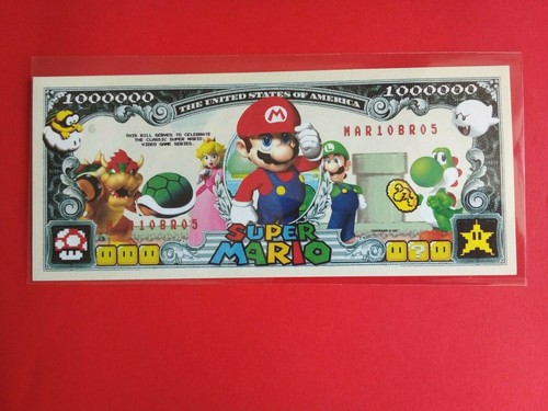 Two Super Mario $1 million bills Doublesided Novelty Banknotes. FREE P ...