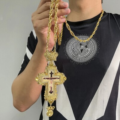 Orthodox Pectoral Vintage Cross Pendant Necklace Crucifix Jesus ...