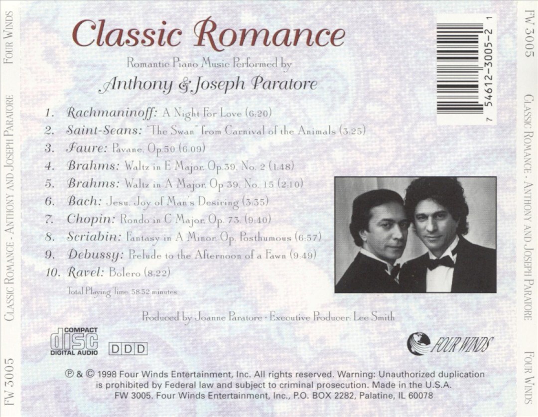 ANTHONY PARATORE/JOSEPH PARATORE CLASSIC ROMANCE NEW CD 754612300521 | eBay