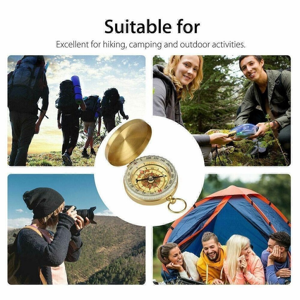 Luminous Pocket Brass Watch Style Military Army Compass Outdoor Camping ...