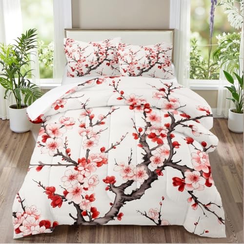 Oriental Cherry Blossom Comforter Set Full Szie Full(80" x 90") Pink ...
