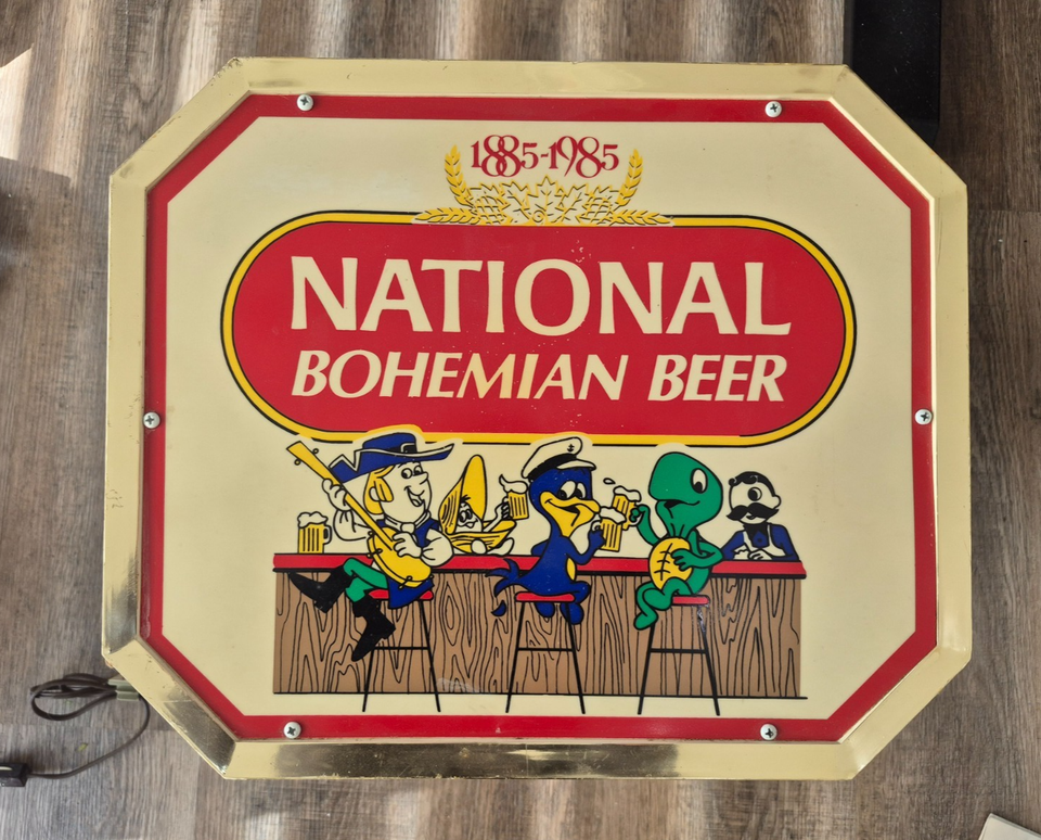 WORKING Vintage NATIONAL BOHEMIAN BEER Octagonal Anniversary Bar Light ...
