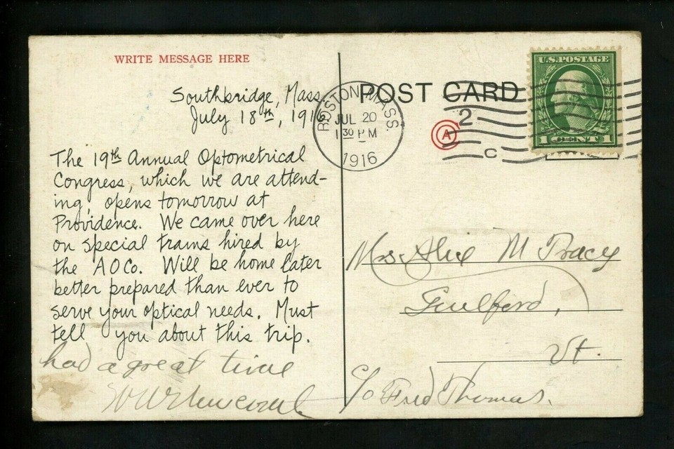 Optical Eye Postcard American Optical Co Factories Southbridge MA ...