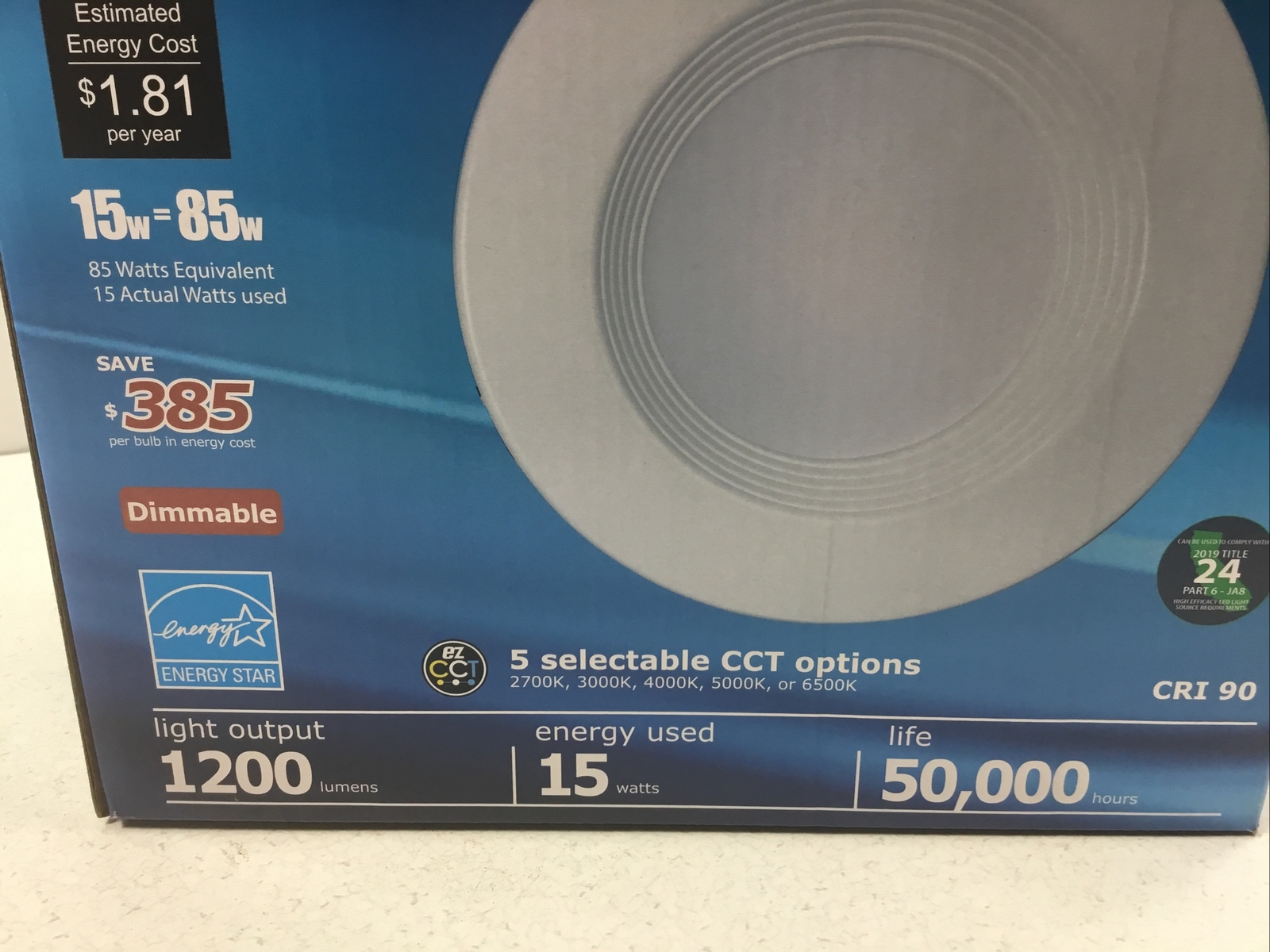 Energetic CRI 90 LED RECESSED Downlight 5/6” 1200 Lumens 15 WATTS ...