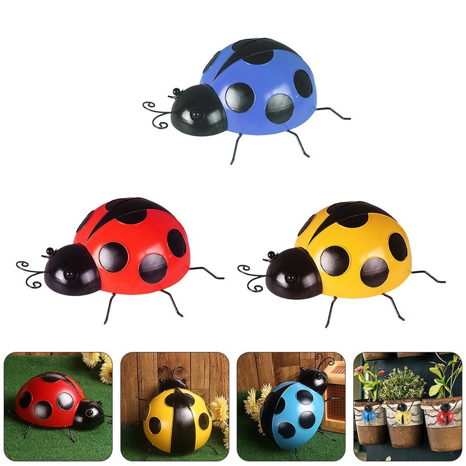6 pcs Garden Yard Iron Ladybug Decorations Ladybug Ornaments (Assorted ...