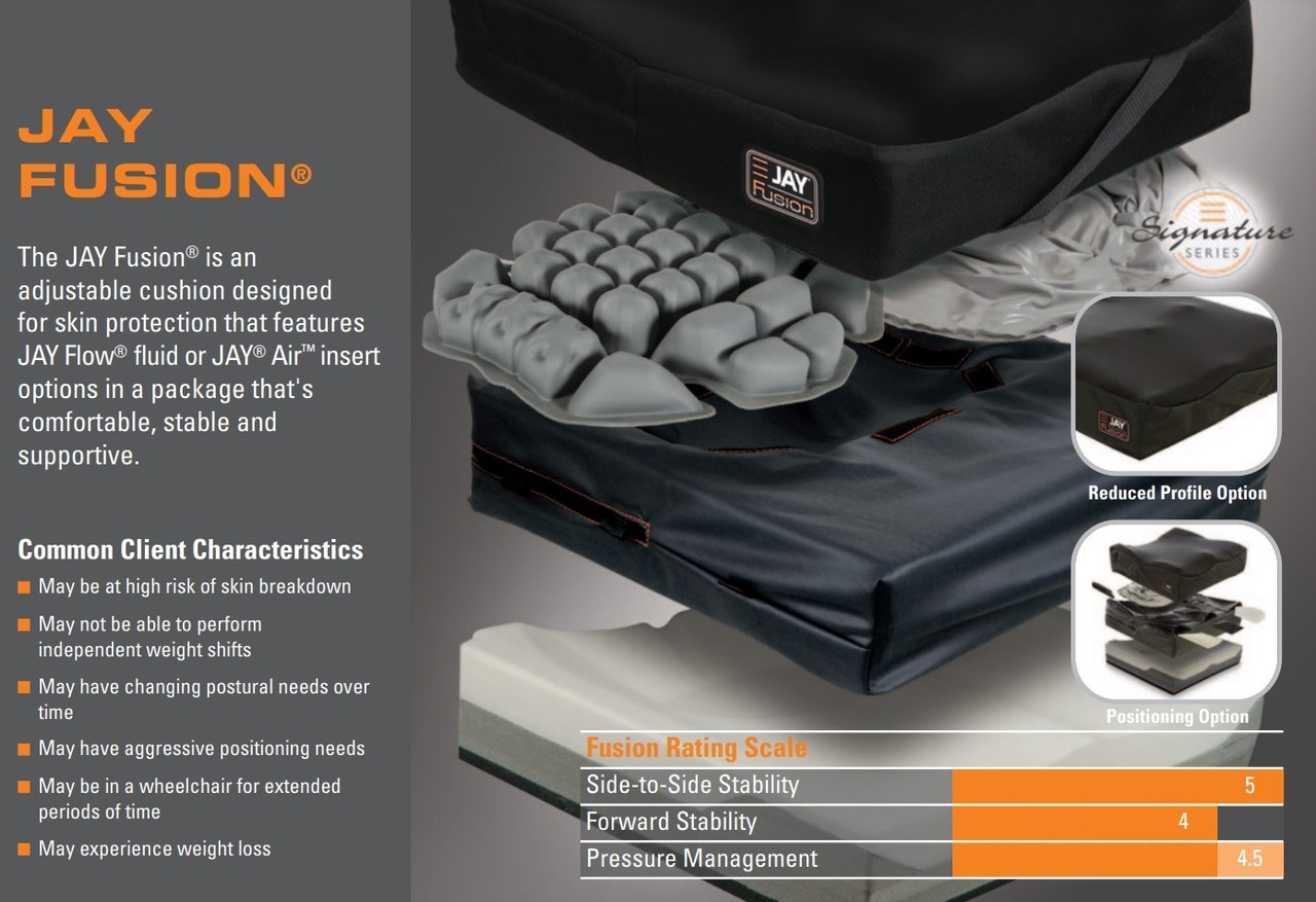 Jay Fusion Wheelchair Cushion with JAY Flow® Fluid Insert | eBay
