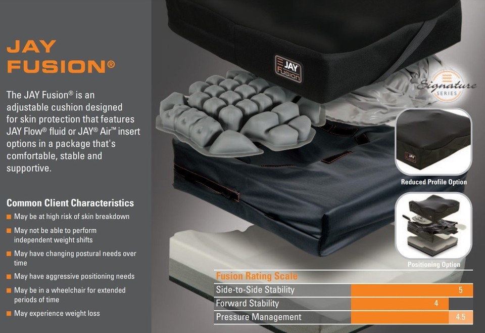 Jay Fusion Wheelchair Cushion with JAY Flow® Fluid Insert | eBay