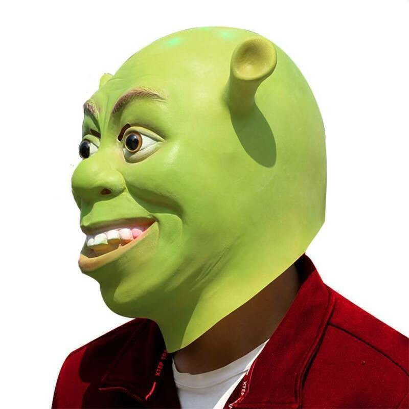 Adults Halloween Green Shrek Latex Mask Cosplay Head Mask Fancy Dress ...