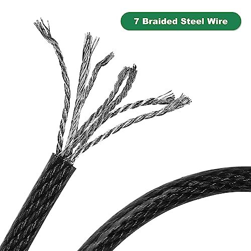 Heavy Duty Security Cable 7ft 12mm 1/2 inch Thick Vinyl Coated Braided ...