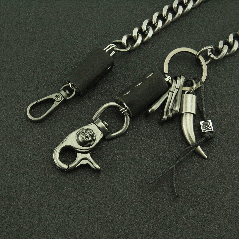 Mens Skull Strong Leash Heavy Metal Wallet Chains Biker Trucker Jean ...