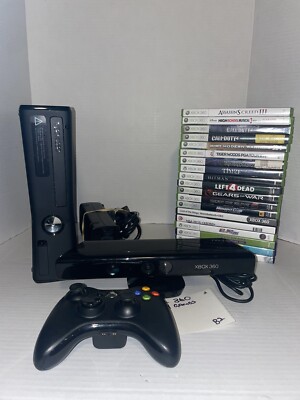 Microsoft Xbox 360 Bundle 4GB Black Slim Console Model 1439 w/ 19 Games ...