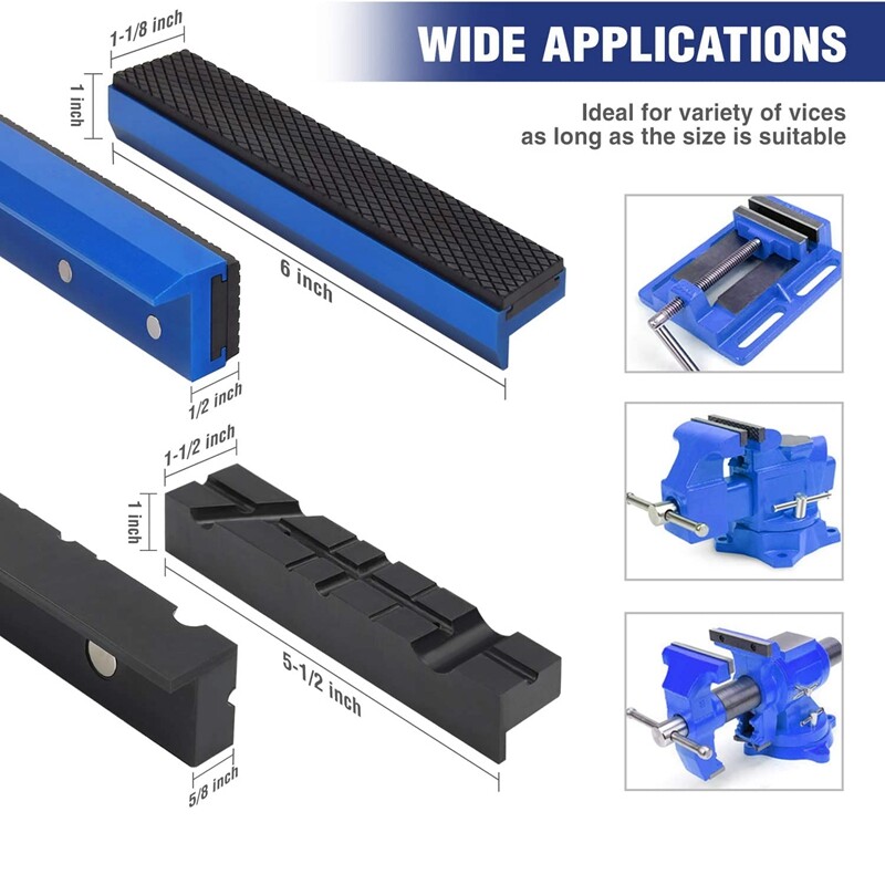 WORKPRO 2-Pair Vise Jaw Pads Magnetic Vice Jaw Covers Protectors 6"Jaw ...