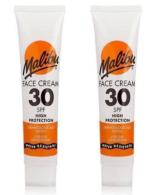 2 X Malibu Face Sun Cream SPF 30 UVA UVB High Protection 40ml for sale ...