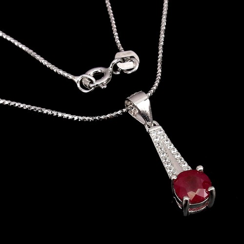 925 Sterling Silver Necklace Round Ruby 6mm Gemstone Jewelry 16 Inch | eBay
