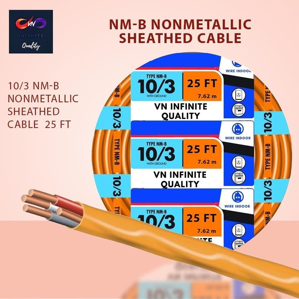 10/3 NM-B Sheathed Cable - Non-Metallic with Ground Equivalent to Romex ...