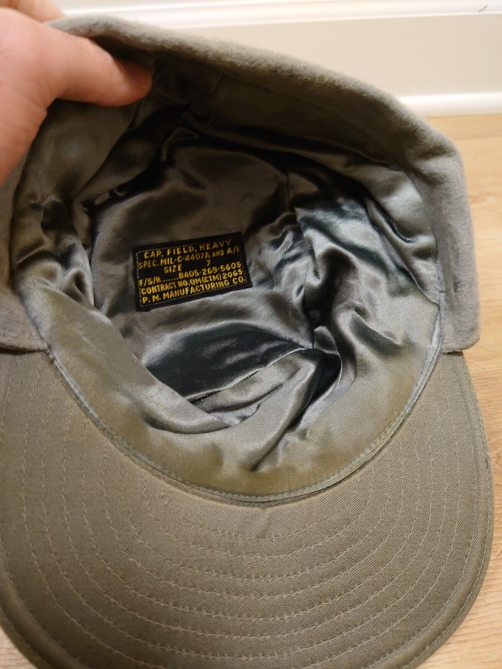VINTAGE US Army M1951 Cold Weather Heavy Field Cap OG-107 Size 7 MIL-C ...